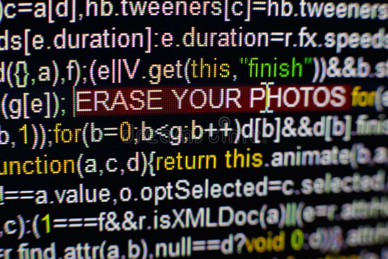 Macro Photo Of Computer Screen With Program Source Code And Highlighted Cybersecurity