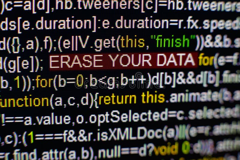 Macro Photo of Computer Screen with Program Source Code and Highlighted CYBERSECURITY ...