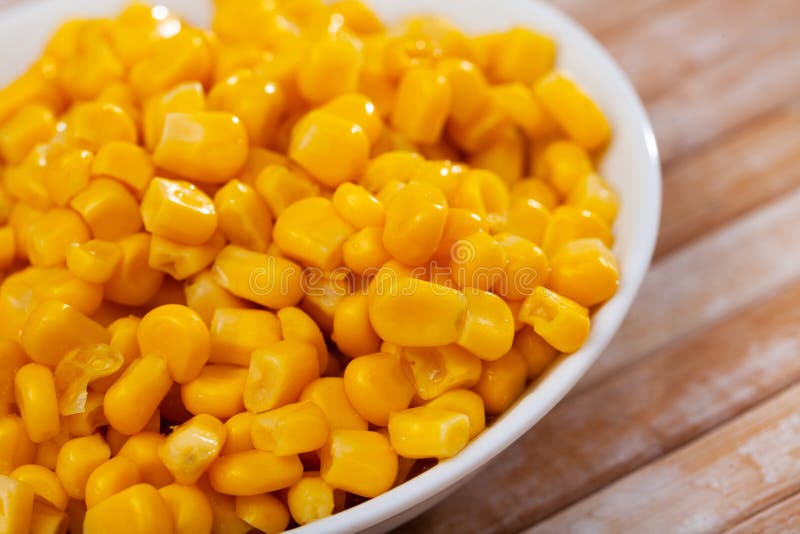 Macro Photo of Corn in Glass Bowl on Table Stock Photo - Image of ...