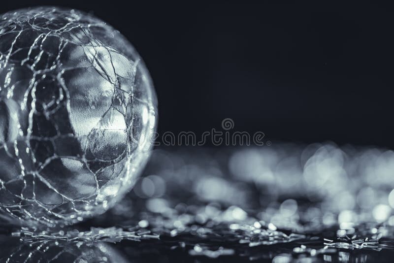 Macro Photo of Cracked Glass Sphere Silver Star with Light Bokeh Stock ...