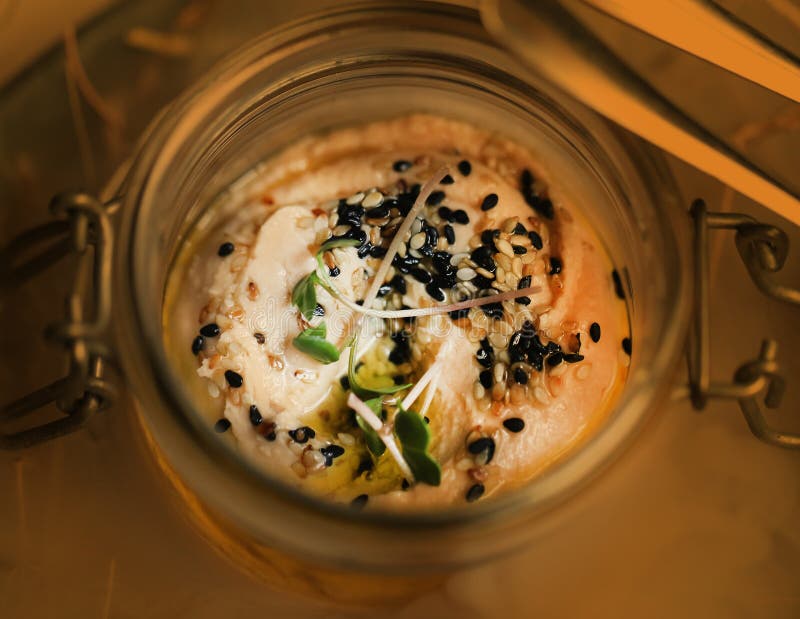 Macro Photo of Delicious Hummus in Nitrogen Stock Image - Image of ...