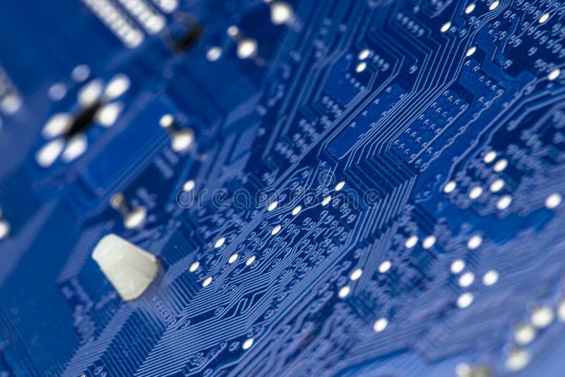 Macro Photo of Electrical Paths on Blue Circuit Board, Selective Focus ...