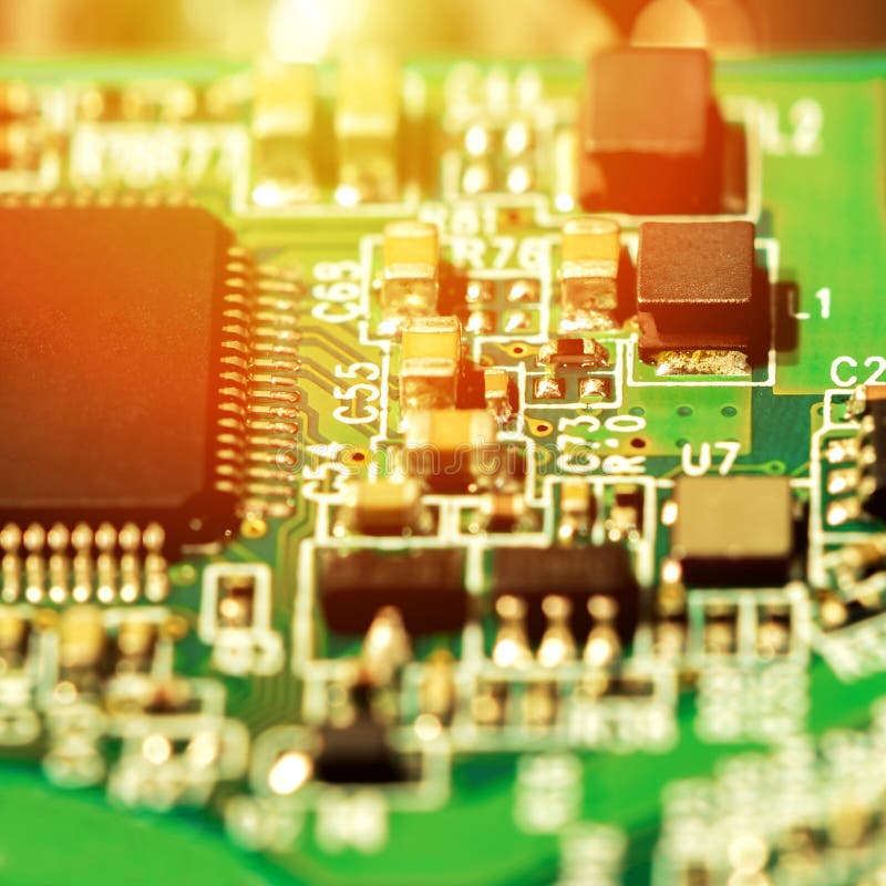Macro Photo of Electronic Circuit Board of Computer Chip Stock Image ...