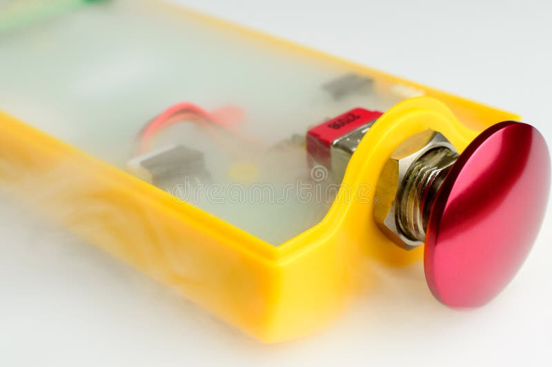 Macro Photo of an Emergency Stop Button on a Remote Controller for Ship ...