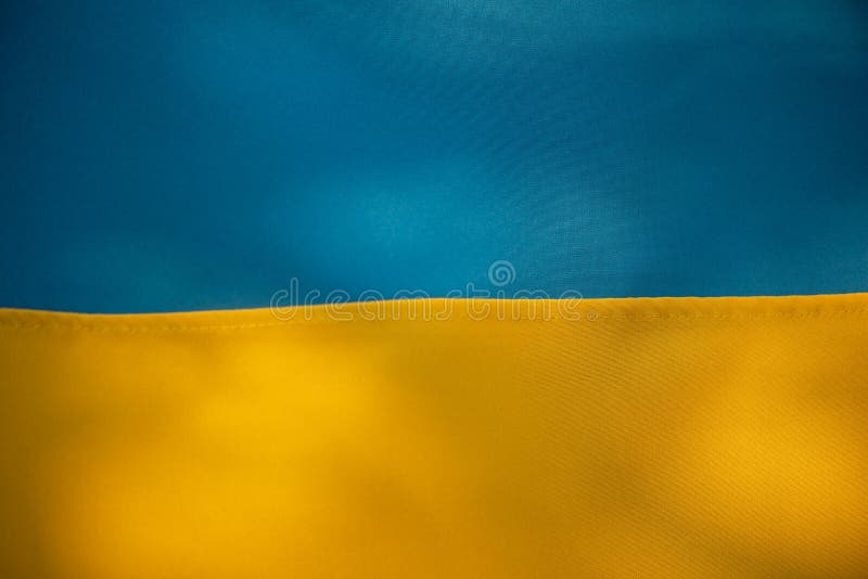 Blue and Yellow Fabric. Macro Photo of Fabric Stock Photo - Image of ...