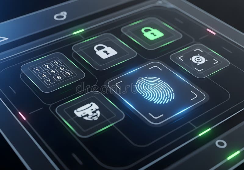 Macro Photo of Fingerprint Texture Etched on Glowing Silicon Chip ...