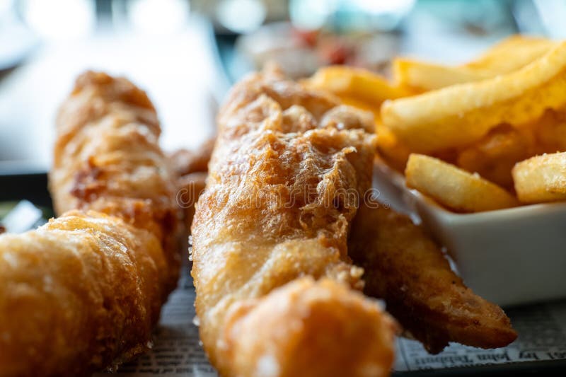 Macro Photo of Fish and Chips at a Restaurant Stock Photo - Image of ...