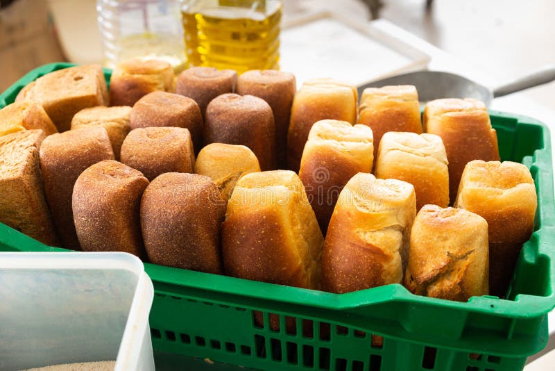 Macro Photo of Formed Bread in Baking Tray in Bakery Stock Image ...