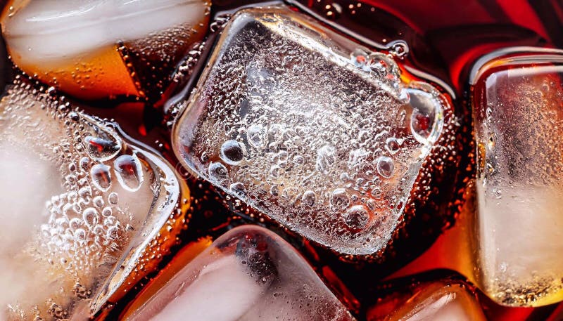 Macro Photo of a Glass with Coca Cola and Ice Cubes Top View Stock ...