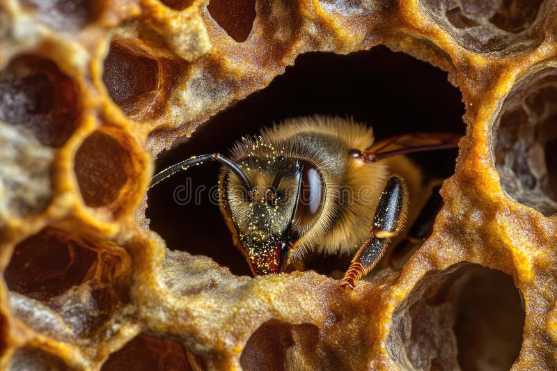 A Honeybee Working Inside a Hive Stock Illustration - Illustration of ...