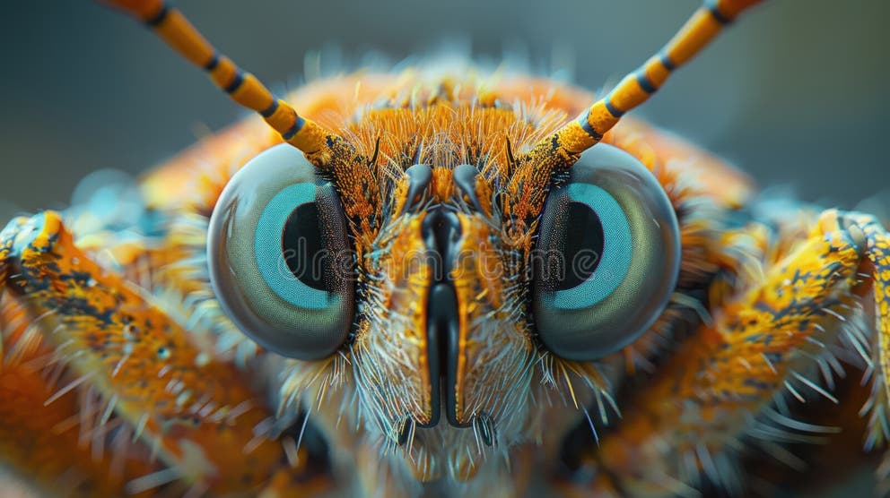 Macro Photo of Insect with Detailed Compound Eyes Stock Illustration ...