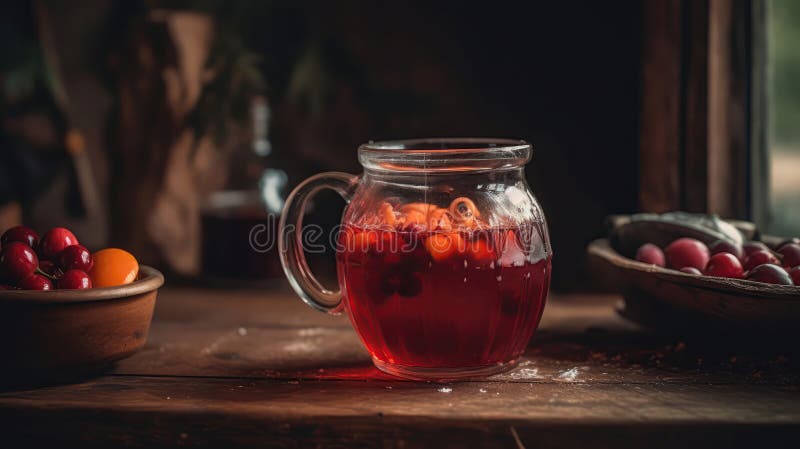Macro Photo Kompot Fruit Drink on Stone Rustic Pub Ukrainian Dishes ...