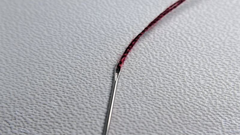 Macro Photo of Needle and Red Thread Stock Illustration - Illustration ...