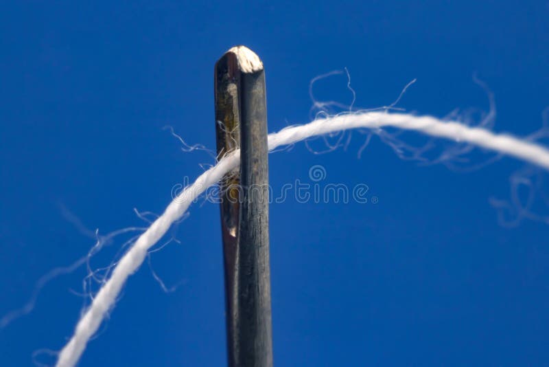 Macro Photo of a Needle and White Thread Stock Photo - Image of ...