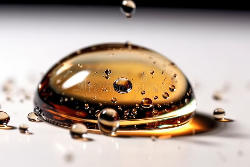 Macro Photo of Oil Drops on White Background, Closeup. Generative AI ...