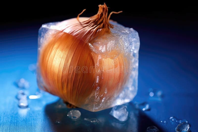 Macro Photo One Onion in an Ice Cube. Generative AI Stock Illustration ...