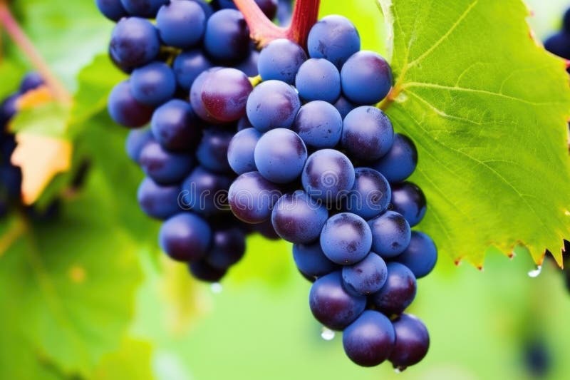Grape Cluster with Vineyard Hill Backdrop Stock Image - Image of ...