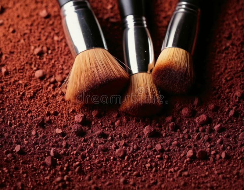 Macro Photo of Professional Makeup Brushes in Powder Stock Illustration ...