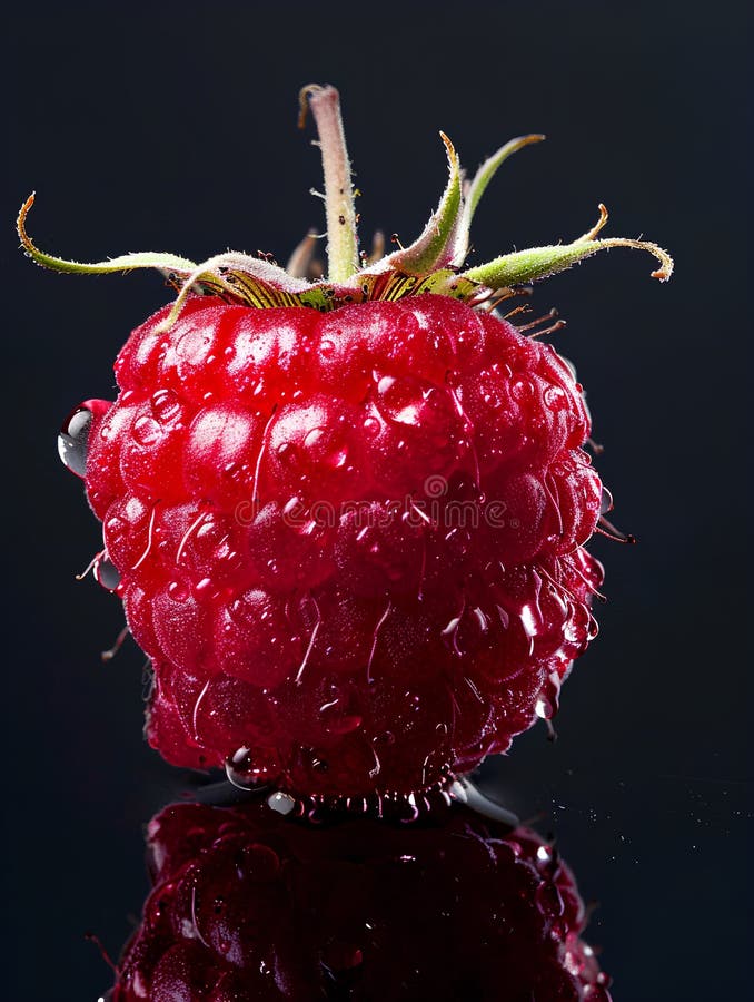 Macro photo of a raspberry stock photo. Image of dessert - 313521958