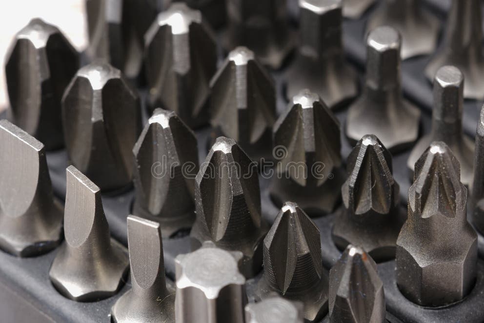 Macro Photo of a Set of Different Types of Screwdriver Bits Stock Image ...