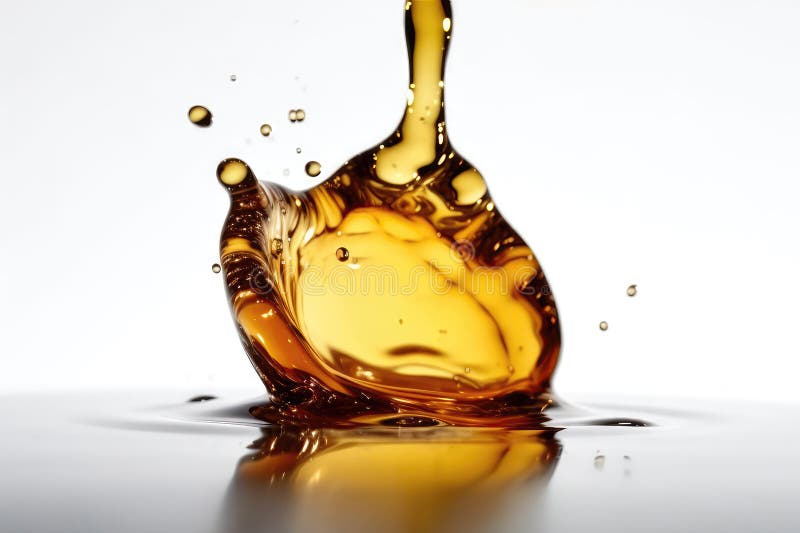 Macro Photo of Single Falling Drop of Oil on White Background, Closeup ...