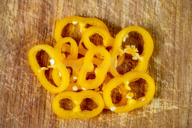 Macro Photo of Sliced Yellow Pepper Stock Image - Image of cross, snack ...