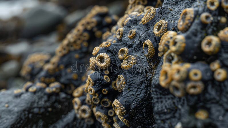 A Macro Photograph of Barnacles on a Rock with Rough and Bumpy Texture ...