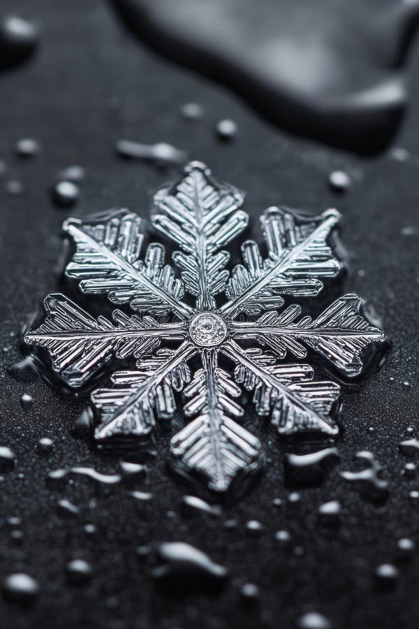 Intricate Snowflake on Dark Surface Stock Illustration - Illustration ...