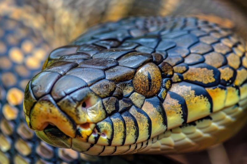 Closeup of a Serpent S Scales and Eye Stock Illustration - Illustration ...