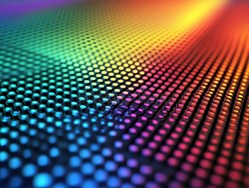 A Macro Photograph Capturing a Pixelated Screen with a Colorful Light ...