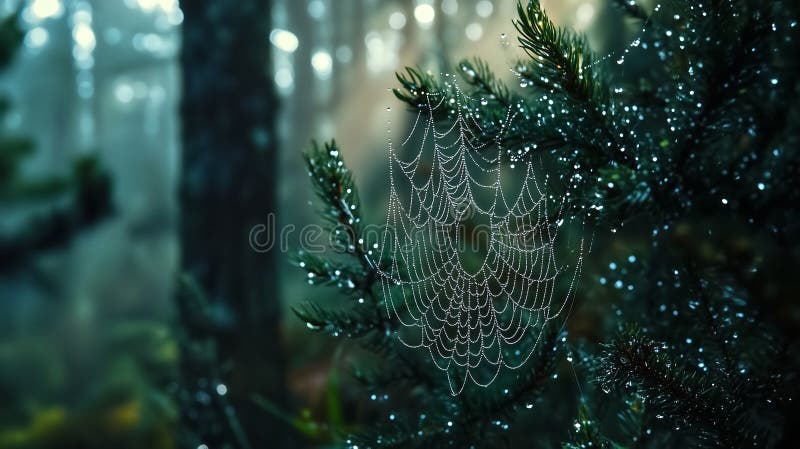 A Macro Photograph of a Dew-covered Spiderweb in a Forest, Every Stock ...