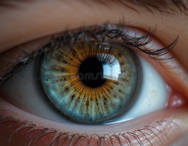 Macro of a Human Eye with Hazel Iris, Generative AI Stock Image - Image ...
