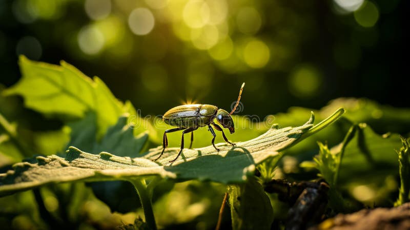 A Macro Photograph of a Tiny Insect Crawling on a Leaf Stock ...