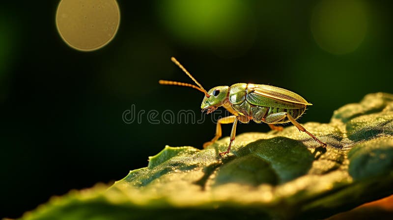 A Macro Photograph of a Tiny Insect Crawling on a Leaf Stock ...