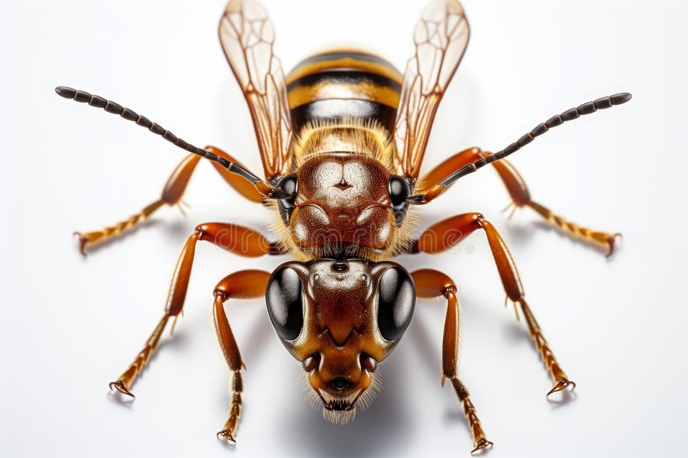 Macro Photograph of a Wasp on a White Background. Stock Illustration ...