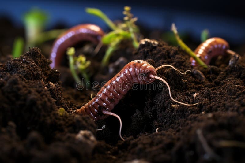 Macro Photographs of Earthworms in Soil Stock Illustration ...