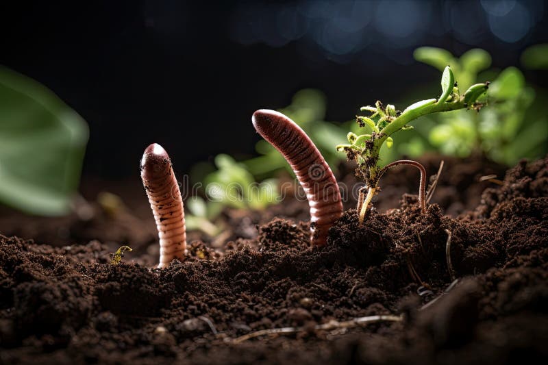 Macro Photographs of Earthworms in Soil Stock Illustration ...