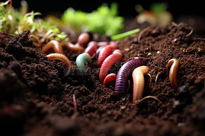 Macro Photographs of Earthworms in Soil Stock Illustration ...