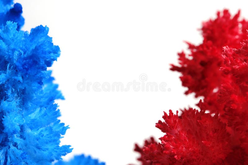 Macro Photography Blue and Red Salt Crystal White Background. Stock ...