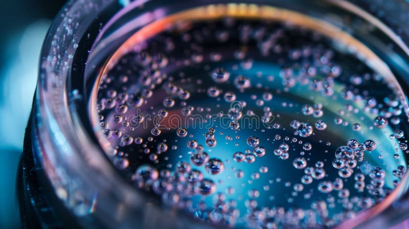 Macro Photography of Bubbles on a Reflective Blue Surface Stock Image ...