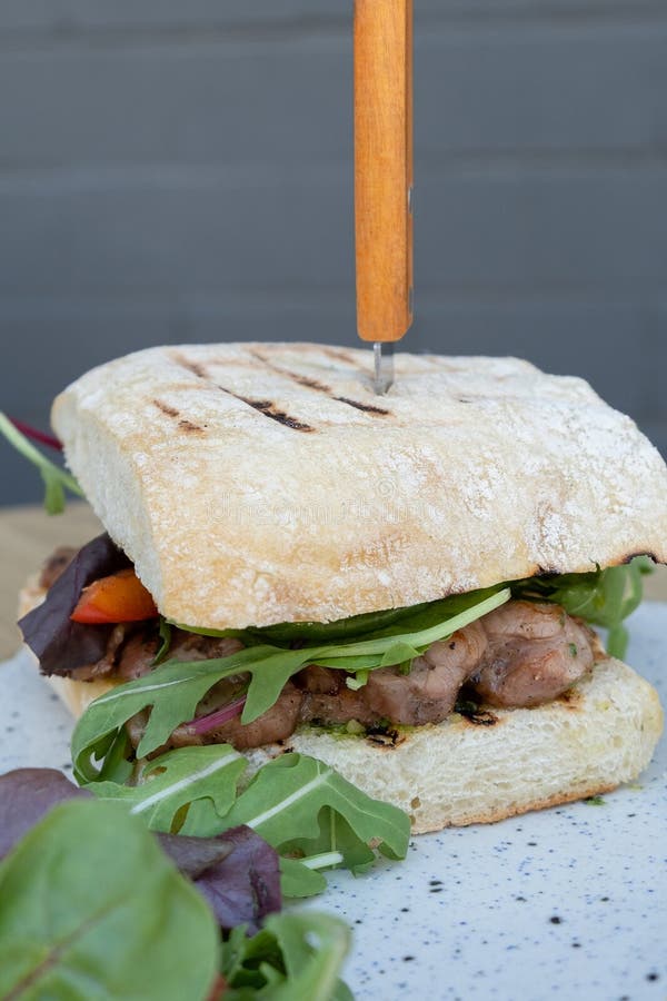 Macro Photography Burger with Veal and Vegetables Close Up Stock Image ...