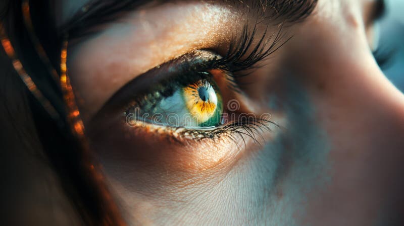 Vivid Macro Shot of a Human Eye with Striking Sunlit Iris Details ...