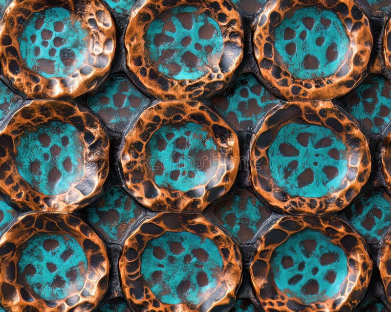 Copper Turquoise Jaguar Rosette Hyperrealistic Repeating Texture Stock ...