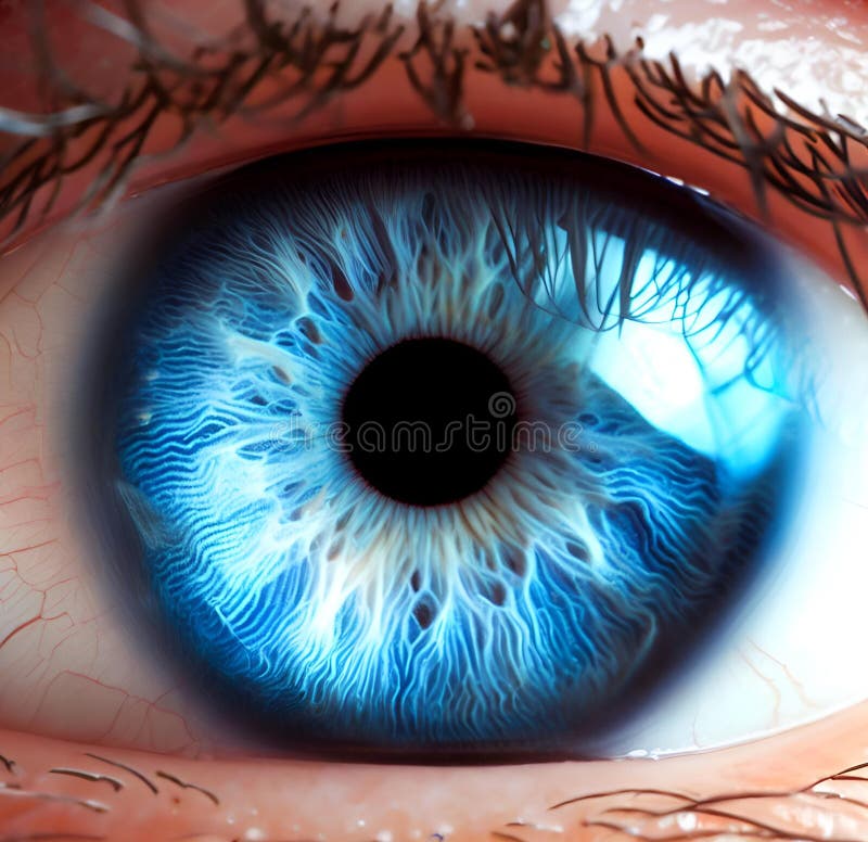 Macro Close Up of Human Iris, Eye Color Blue Stock Illustration ...