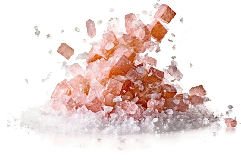 Macro Photography of Falling Salt Crystals Closeup on White Background ...