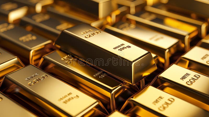 Macro Photography of Gold Bars. Many Gold Bars Lie on Top of Each Other ...