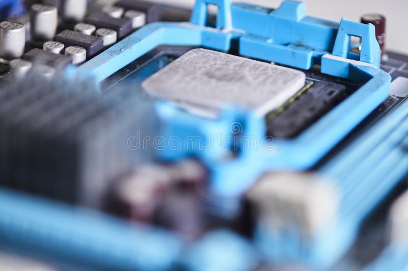 Macro Photography Microprocessor Installed on Motherboard Stock Image ...