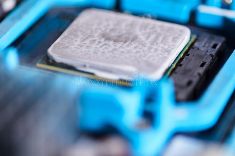 Macro Photography Microprocessor Installed on Motherboard Stock Image ...