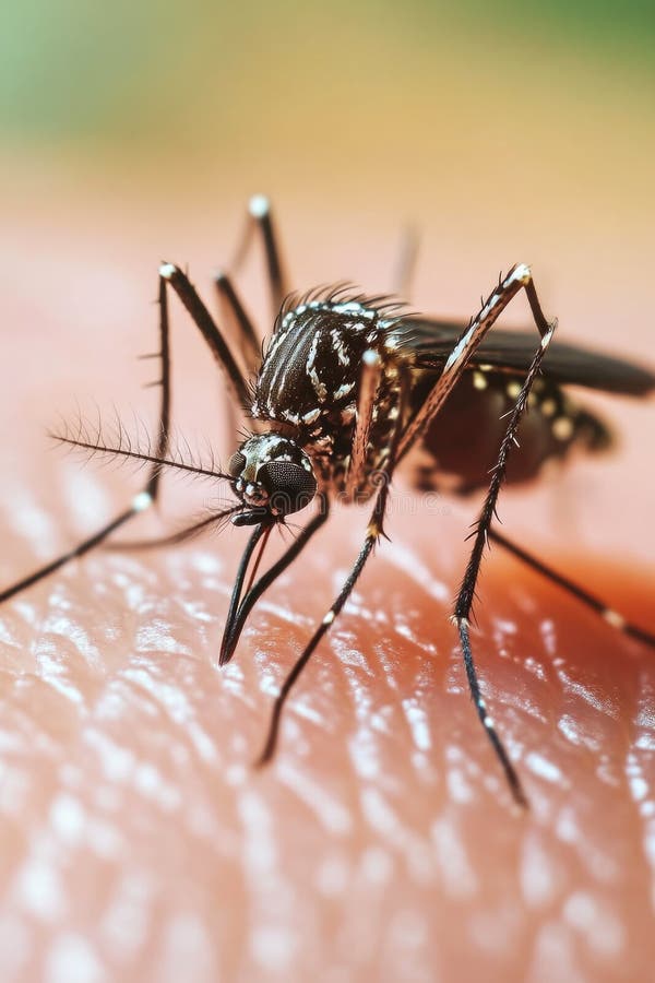 Macro Photography: Mosquito Interacting with Human Skin. Stock ...