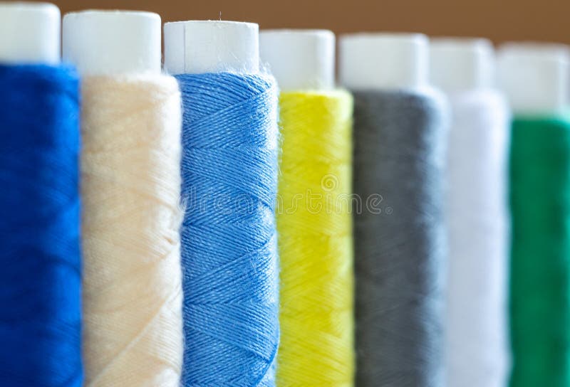 Macro Photography of Multi-colored Skeins of Thread for Sewing Stock ...